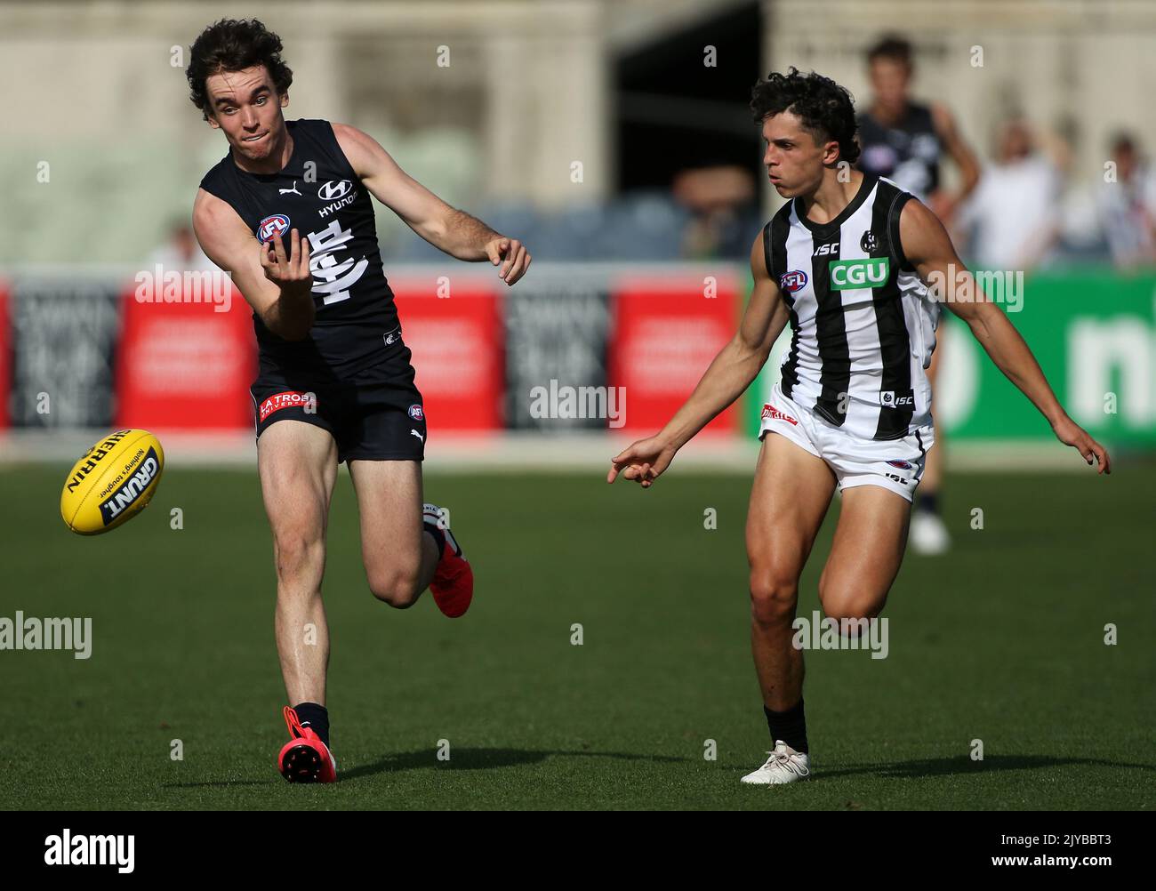 Sam Philp of the Blues in action during the AFL pre-season hitouts ...