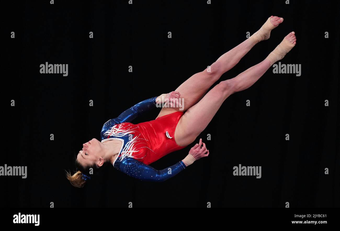Maria Paseka of Russia performs on the vault during the 2020 World Cup ...