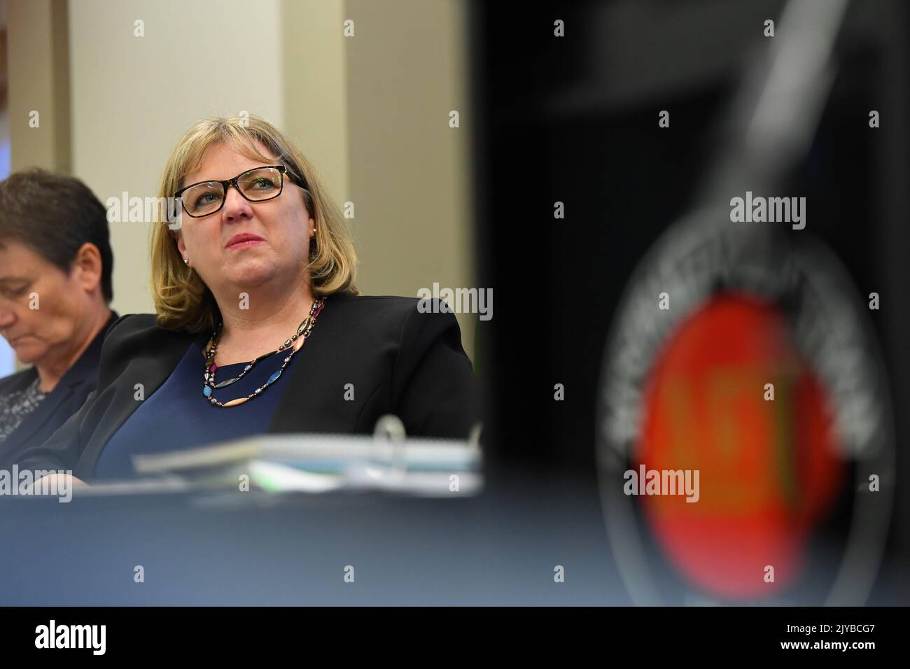 Australian Education Union President Correna Haythorpe looks on during ...