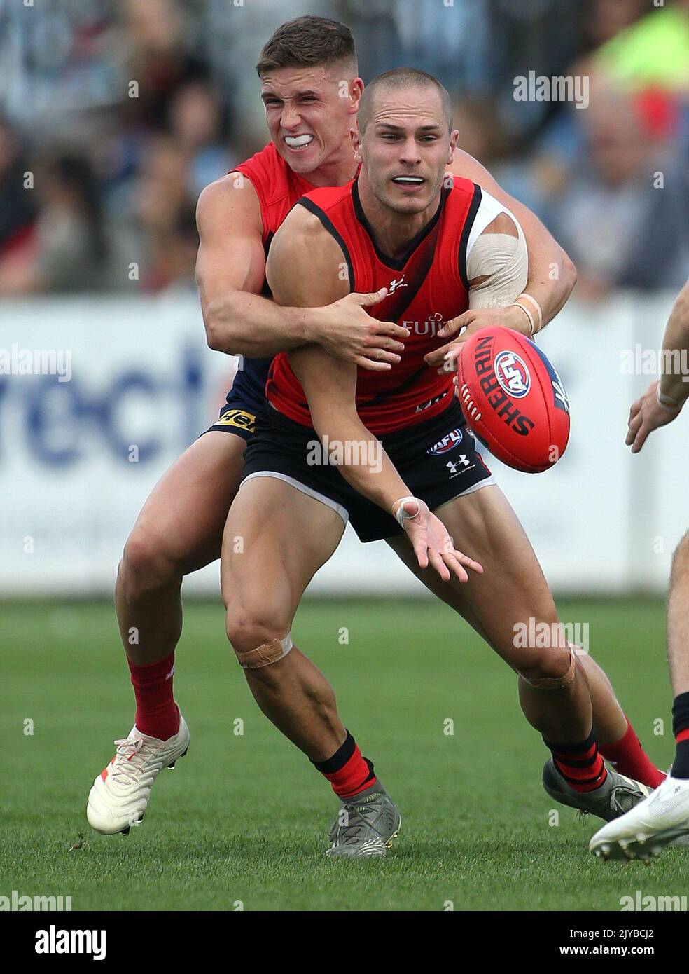 David Zaharakis of the Bombers in action during an AFL pre-season hit ...