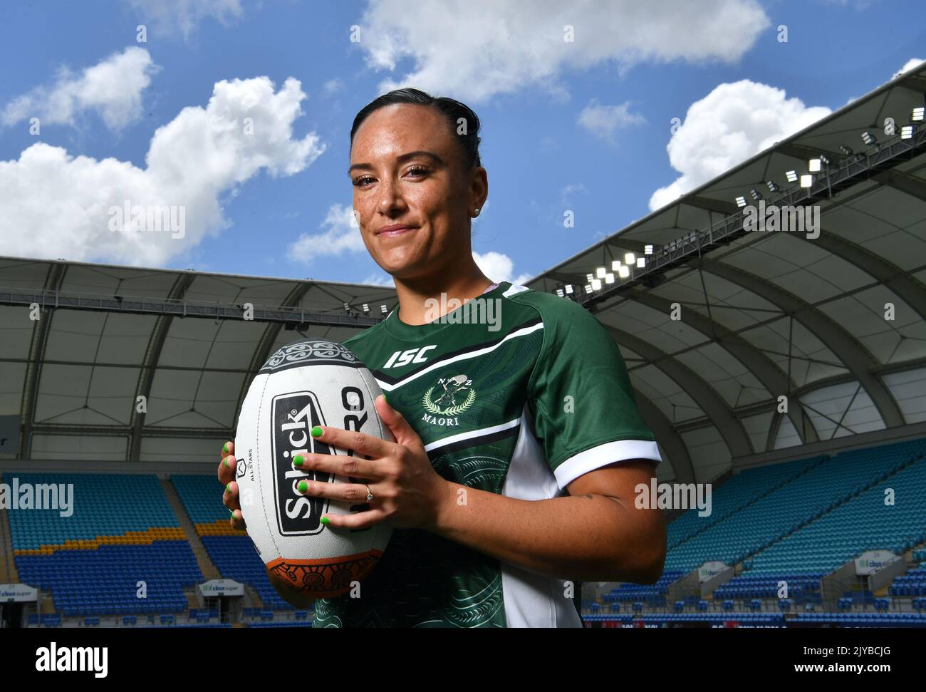 Krystal Rota of the Maori All Stars is seen at Cbus Super Stadium on ...