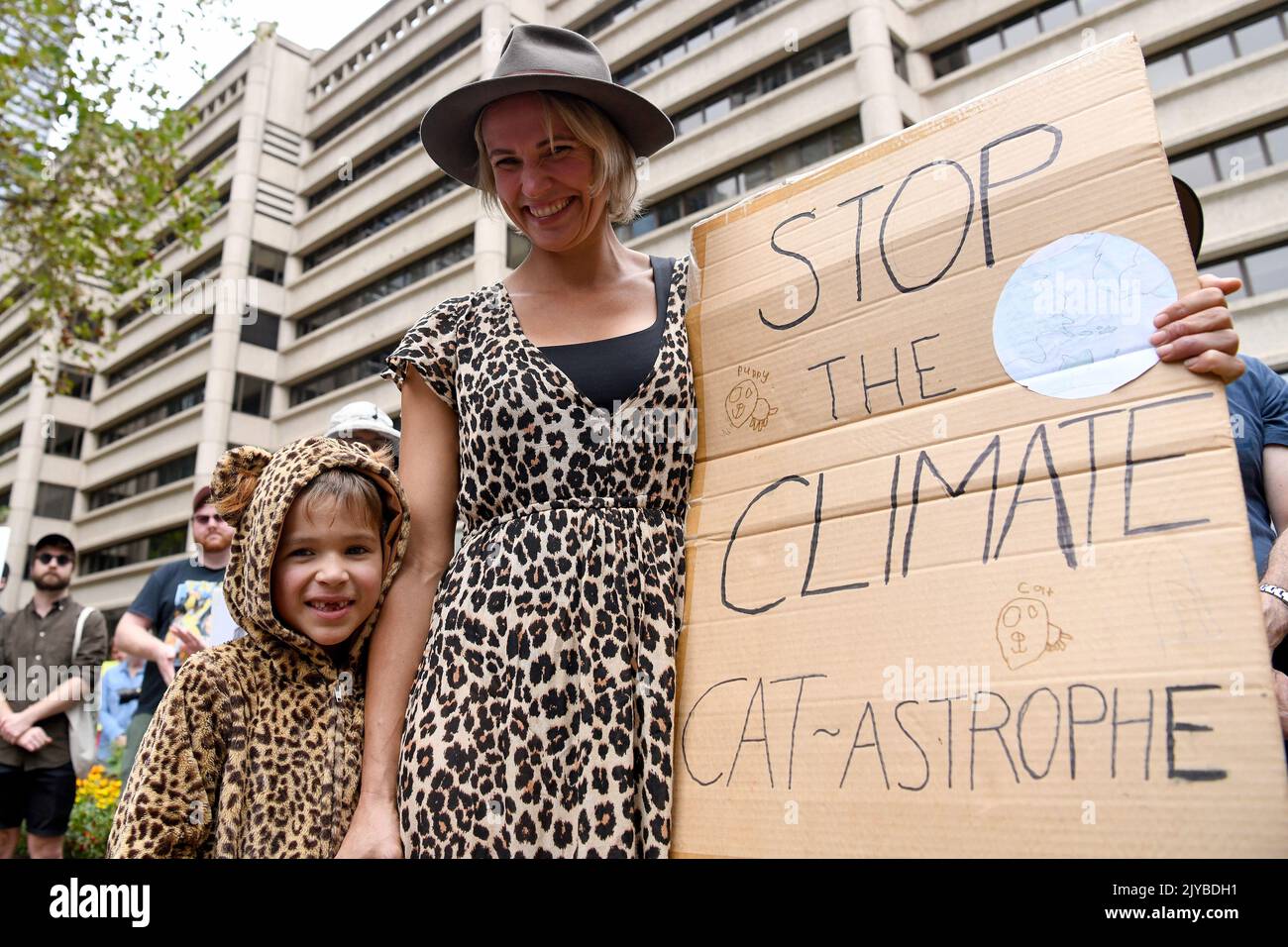 Protesters hold placards during the Climate Crisis National Day of ...