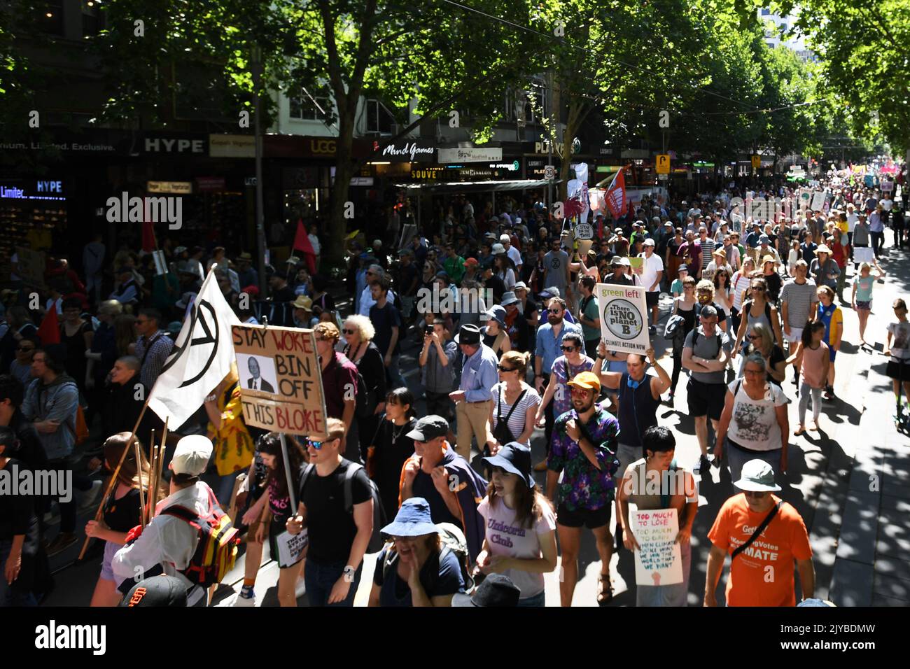 Protesters march during the Climate Crisis National Day of Action rally ...
