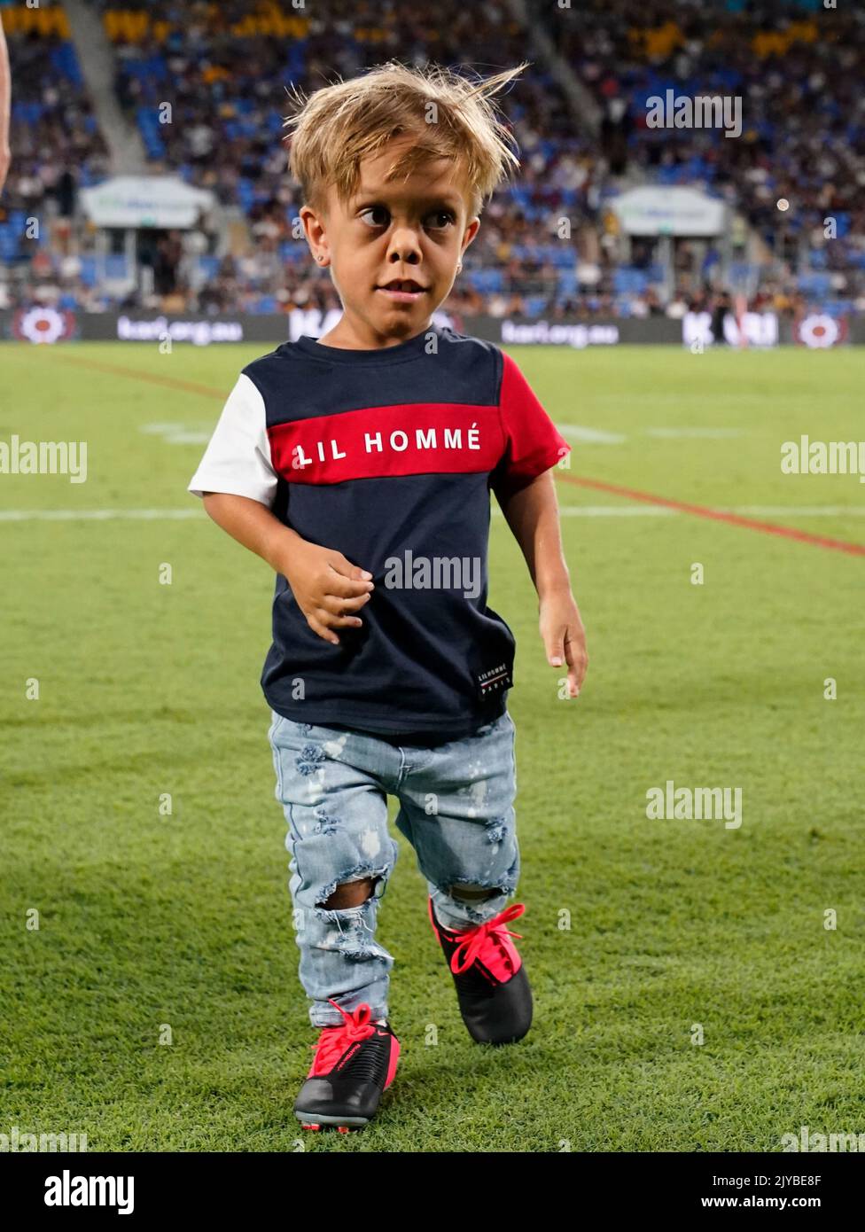 Quaden Bayles, (9), poses for a photograph during the NRL Indigenous ...