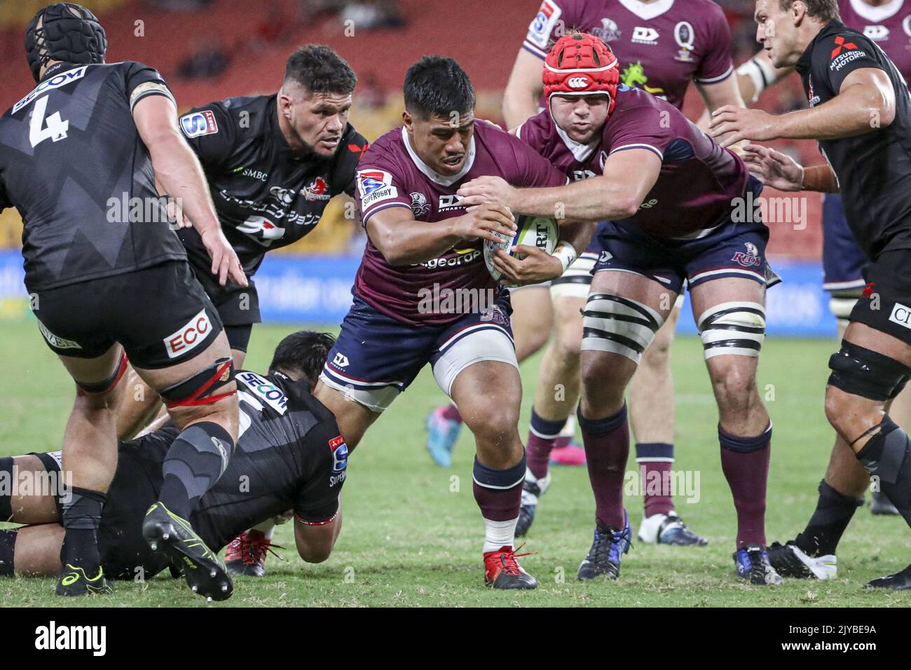 Hunter Paisami of the Reds with the ball during the Round 4 Super Rugby ...