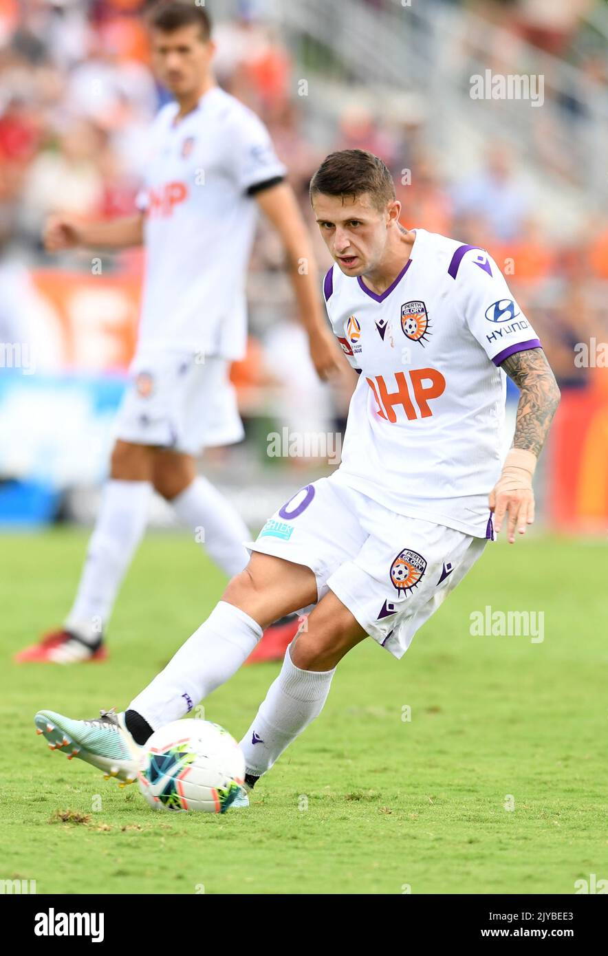 Jake Brimmer of the Glory is seen during the Round 20 A-League match ...