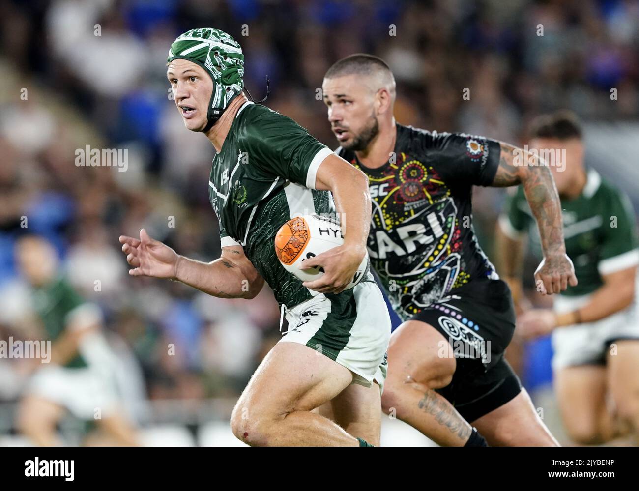 Kalyn Ponga of the Maori Kiwis and Nathan Peats of the Indigenous All ...
