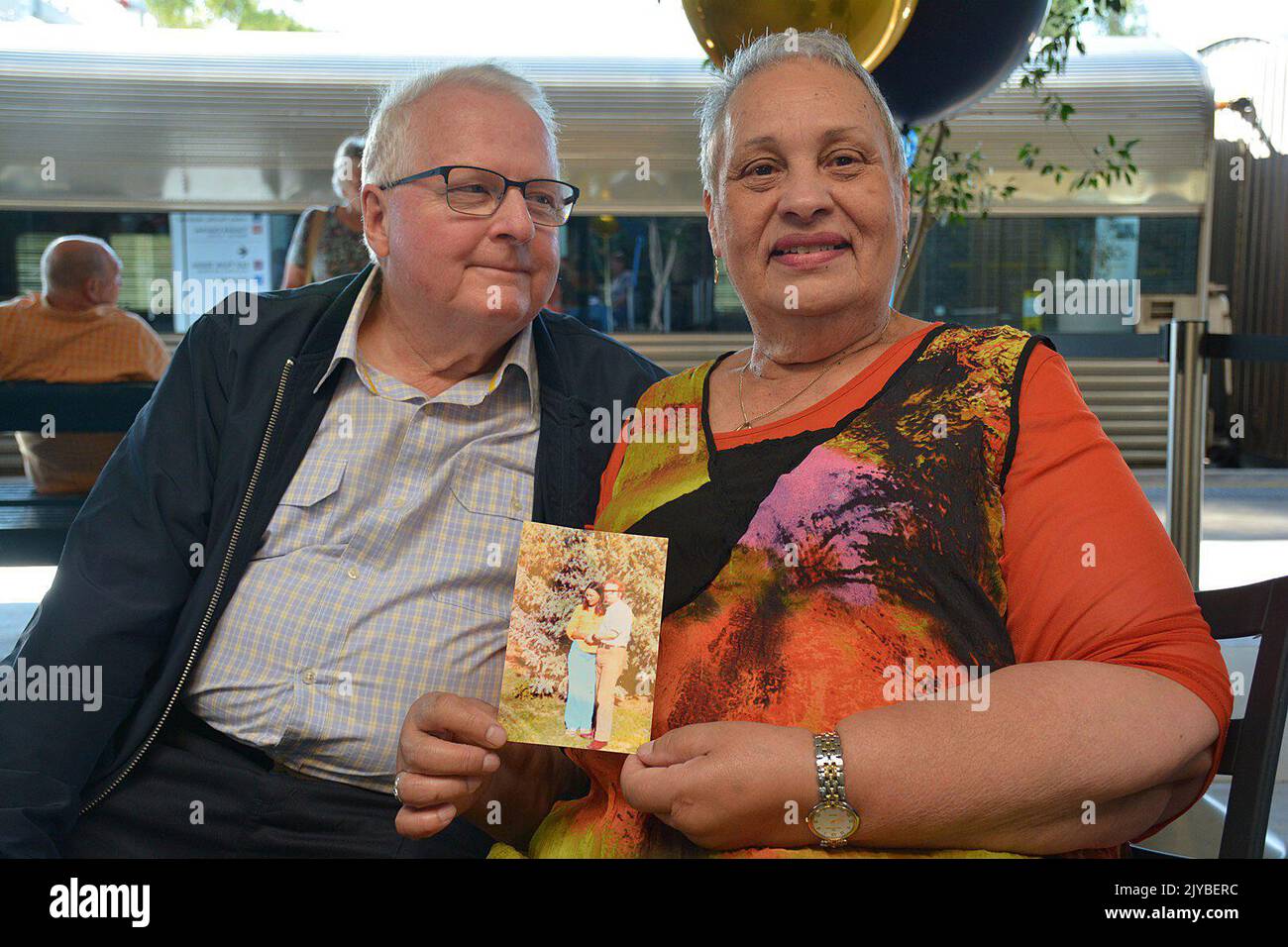 Jeanne and Derek Kell, who met on the Indian Pacific 47 years ago, pose ...