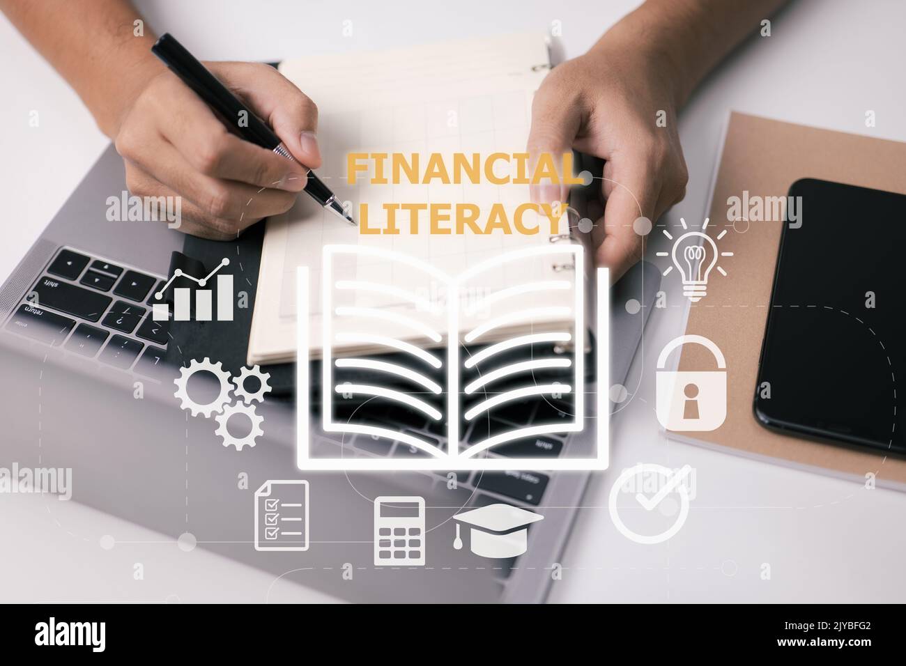 Person idea of financial literacy and education is based on learning ...