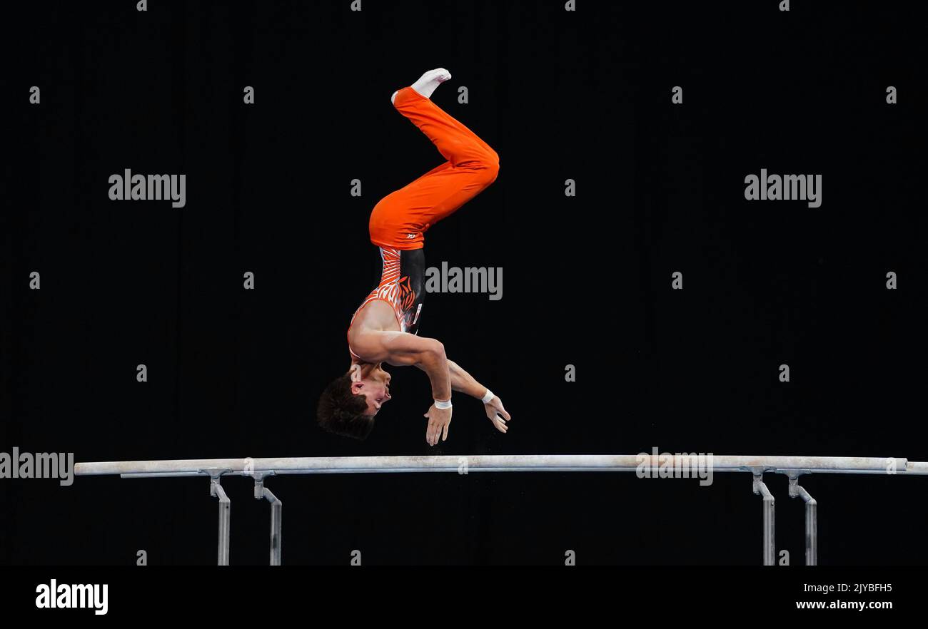 Frank Rijken of the Netherlands performs on the Parallel Bars during ...