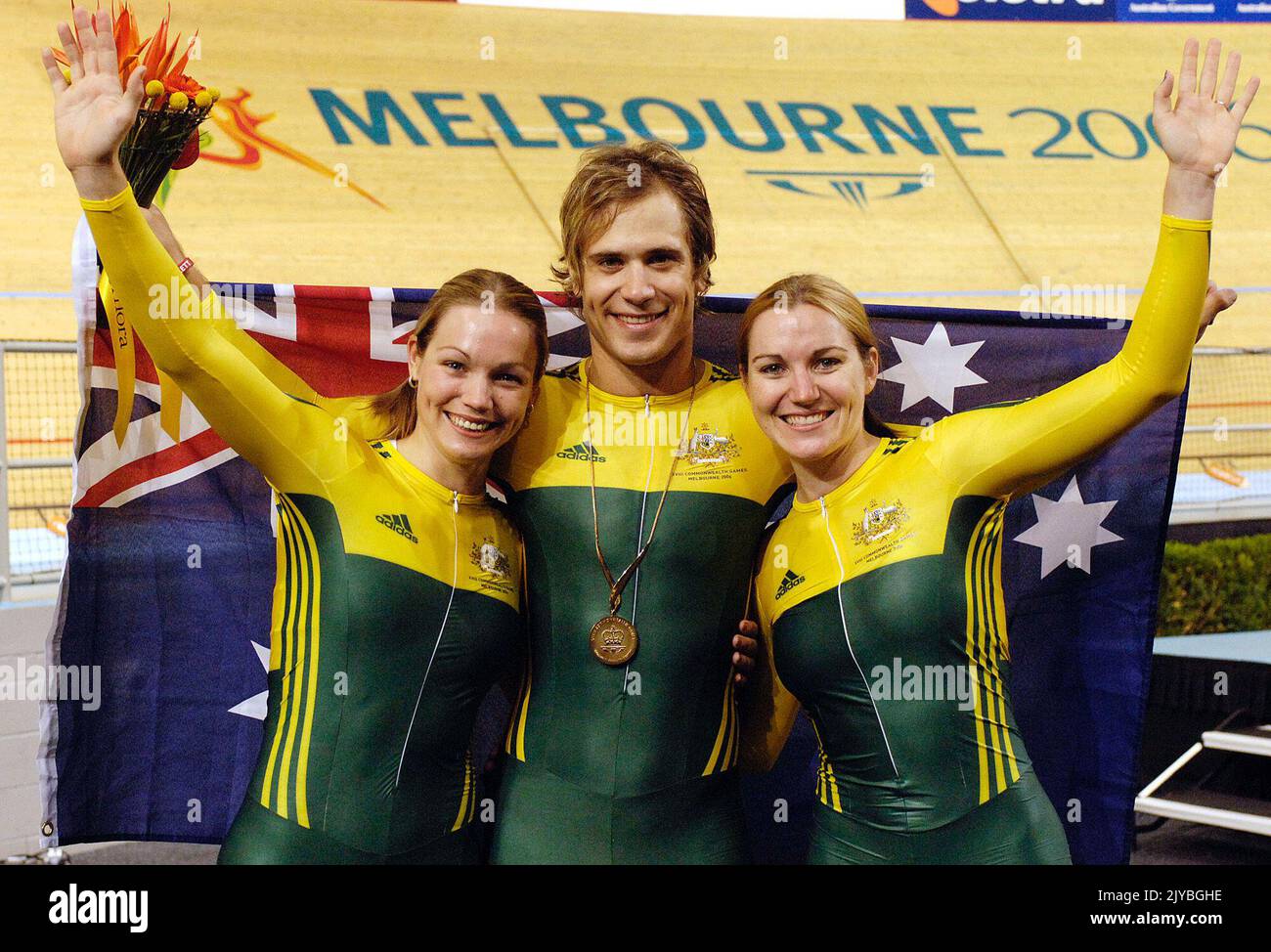 Australian Medal Winners Ben Kersten (centre) Anna Meares and Kerrie ...