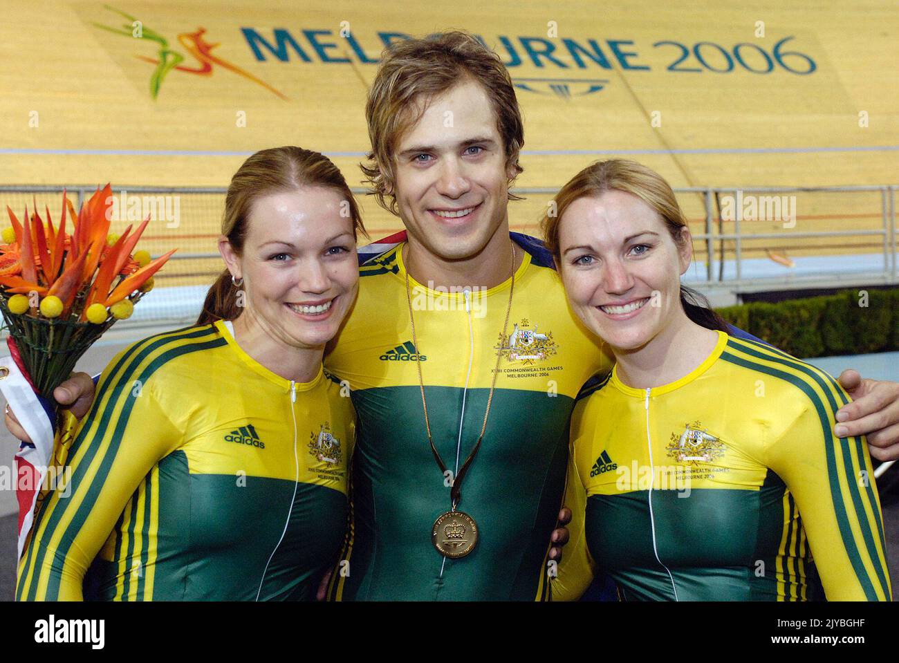 Australian Medal Winners Ben Kersten (centre) Anna Meares and Kerrie ...