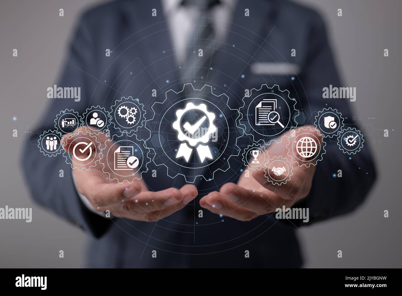 Idea of quality control based on ISO standards, assurance guarantee ...