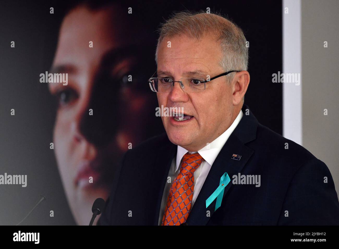 Prime Minister Scott Morrison attends an Ovarian Cancer Australia Teal ...