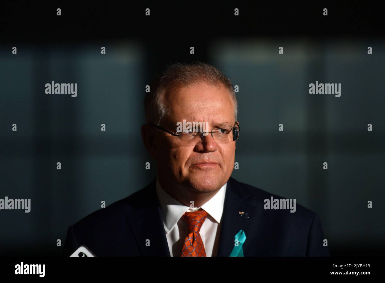 Prime Minister Scott Morrison attends an Ovarian Cancer Australia Teal ...