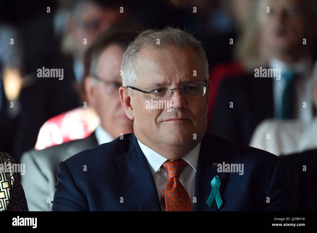 Prime Minister Scott Morrison attends an Ovarian Cancer Australia Teal ...