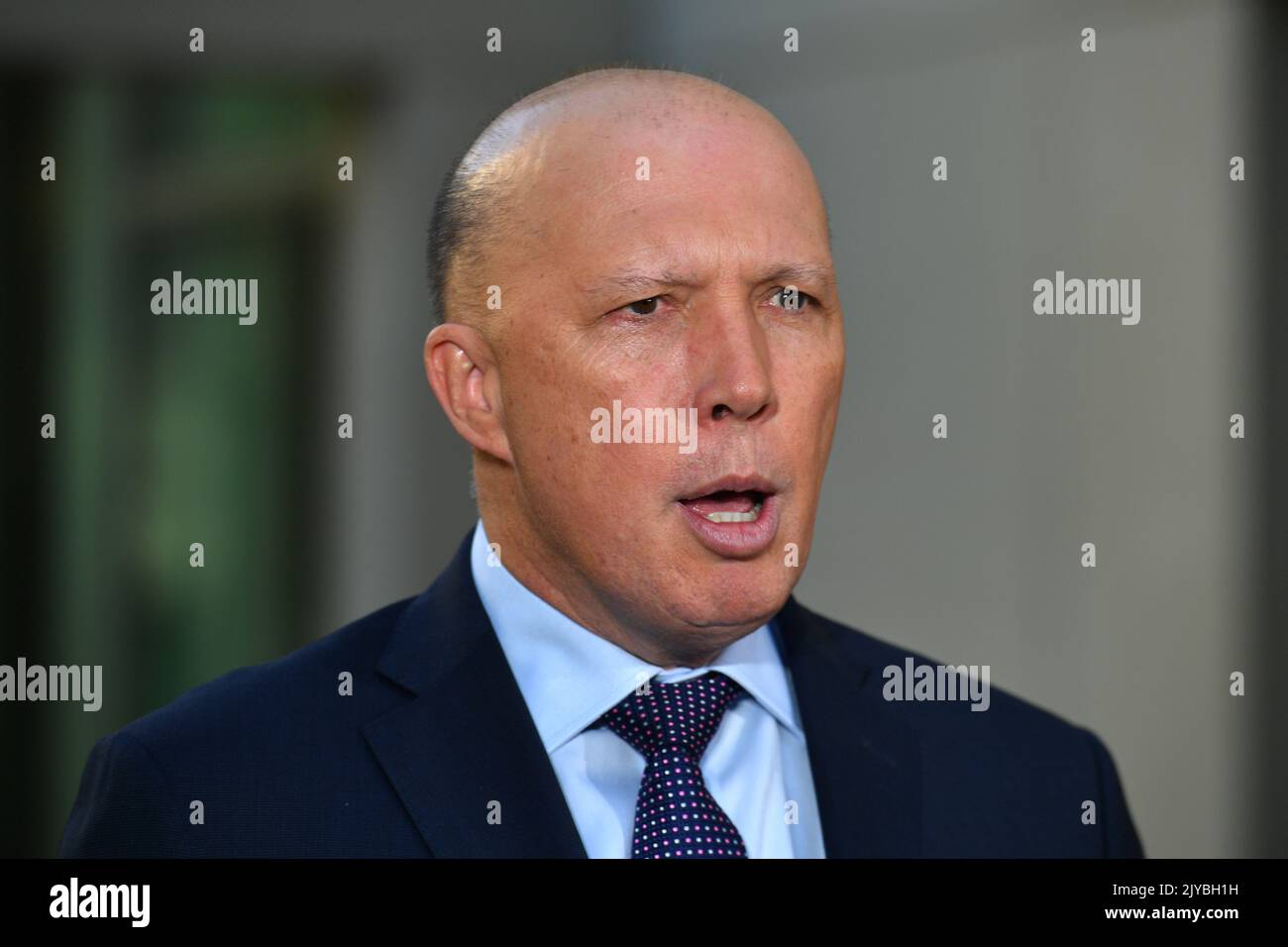 Minister for Home Affairs Peter Dutton at a press conference at ...