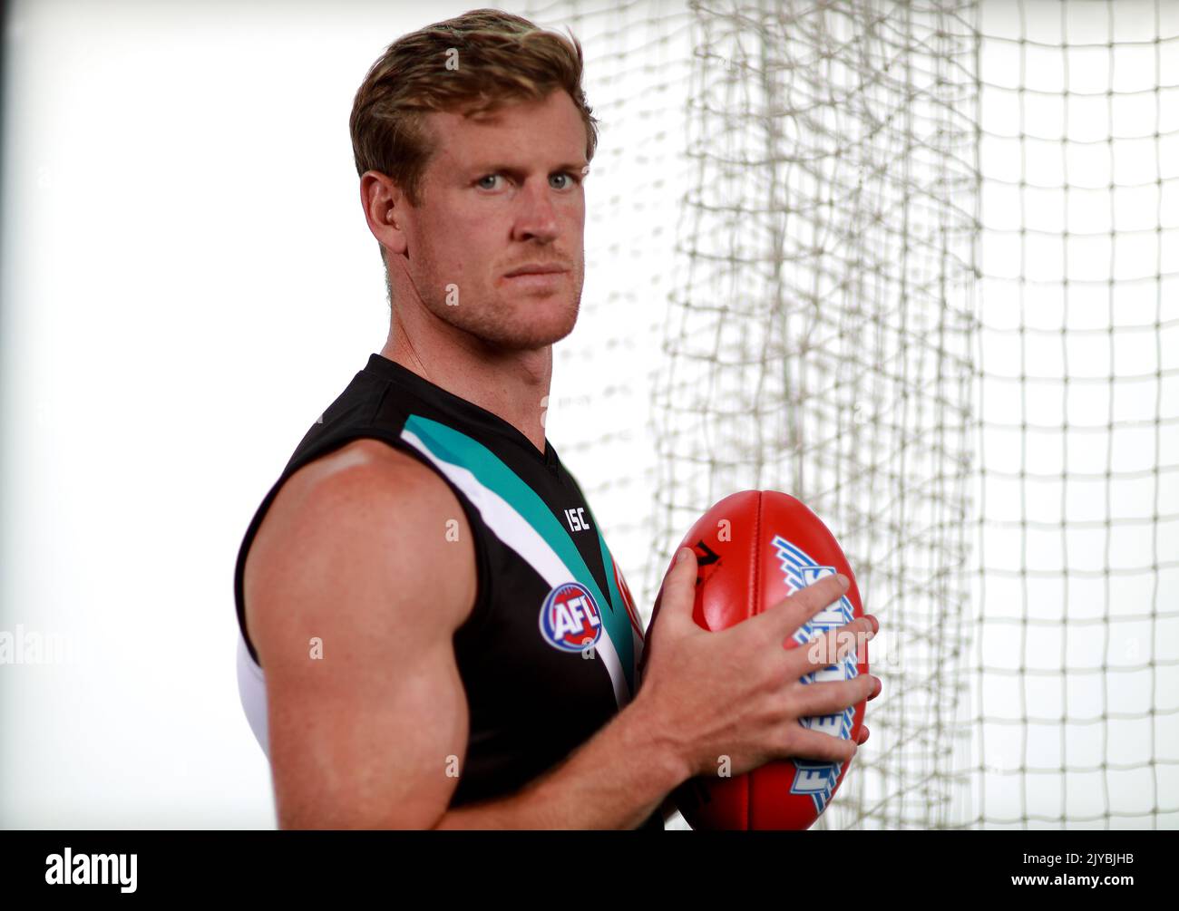 AFL Port Adelaide Player Tom Jonas poses for a portrait at the Port ...