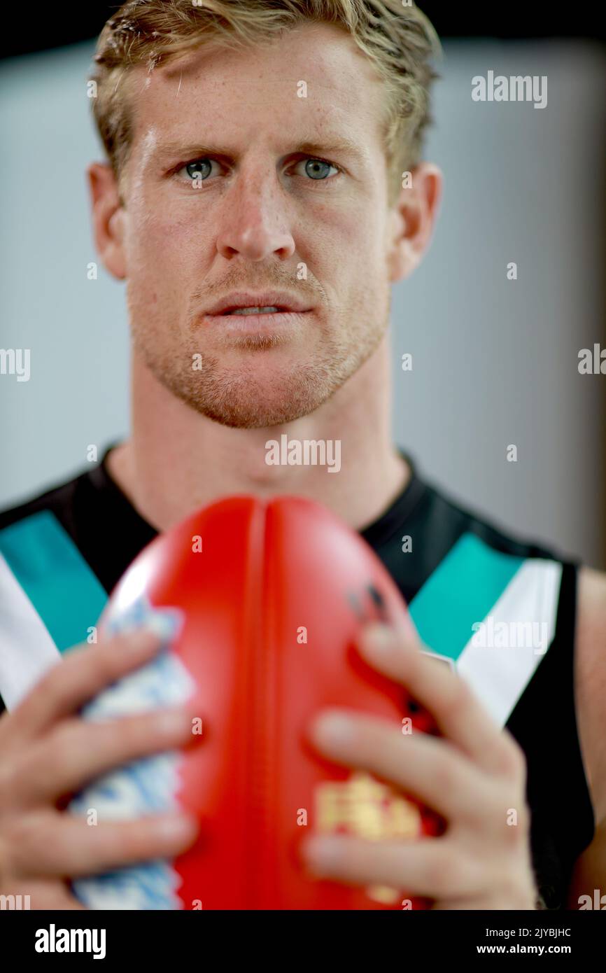 AFL Port Adelaide Player Tom Jonas poses for a portrait at the Port ...