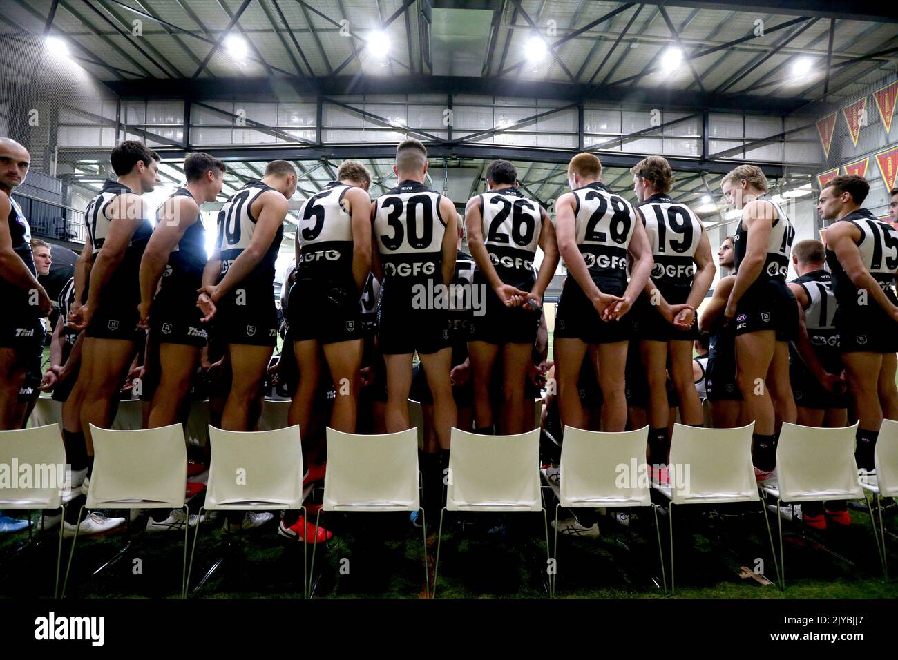 AFL Port Adelaide players pose for a team photo at the Port Adelaide ...