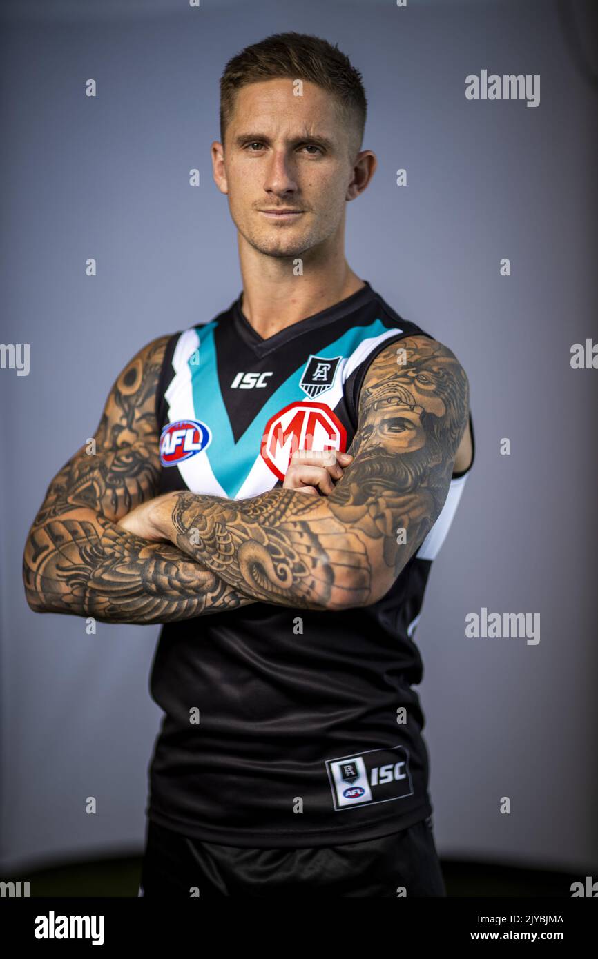 AFL Port Adelaide Player Hamish Hartlett poses for a portrait at the ...