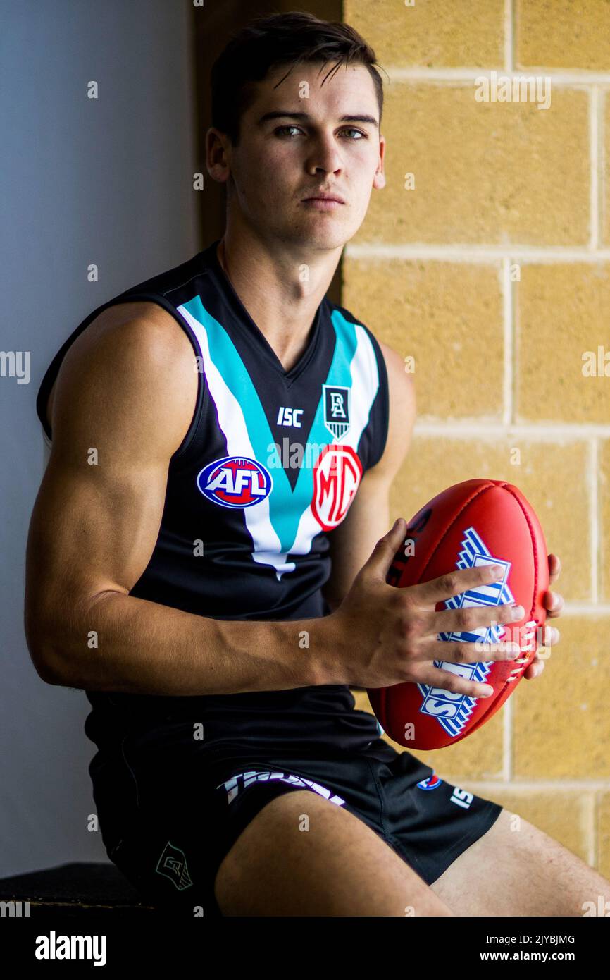 AFL Port Adelaide player Connor Rozee poses for a portrait at the Port ...