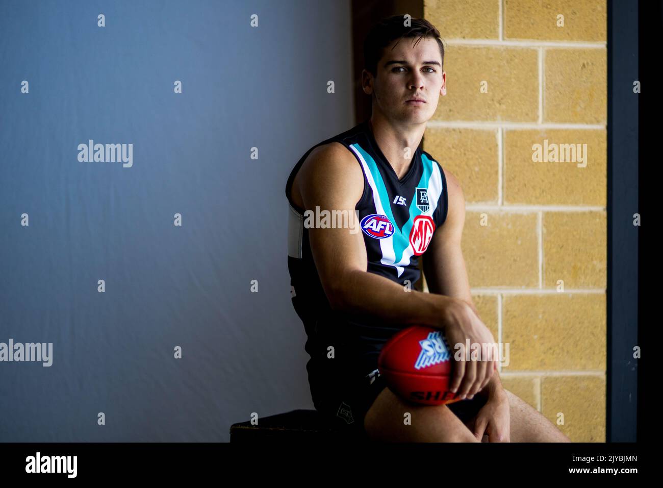 AFL Port Adelaide player Connor Rozee poses for a portrait at the Port ...