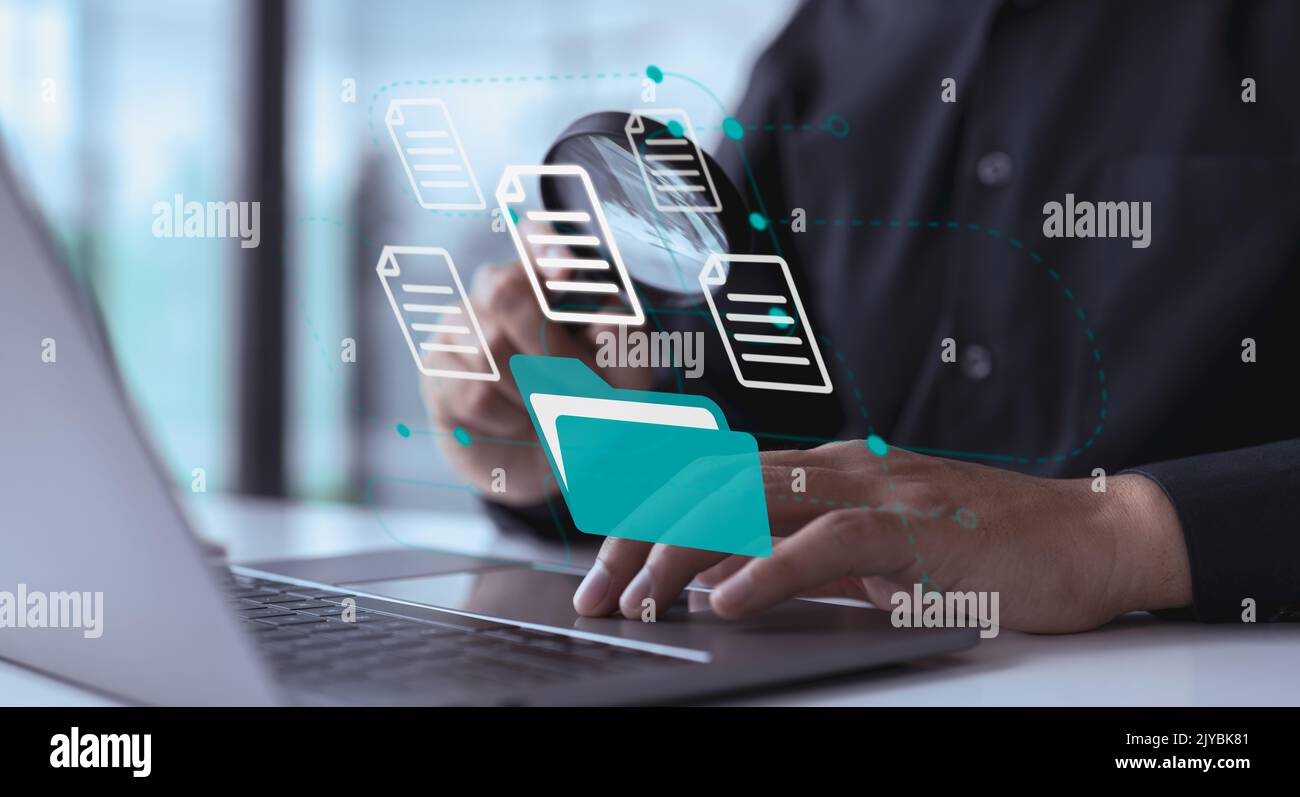 Business documents scanning. Electronic online doc. Data analytics ...