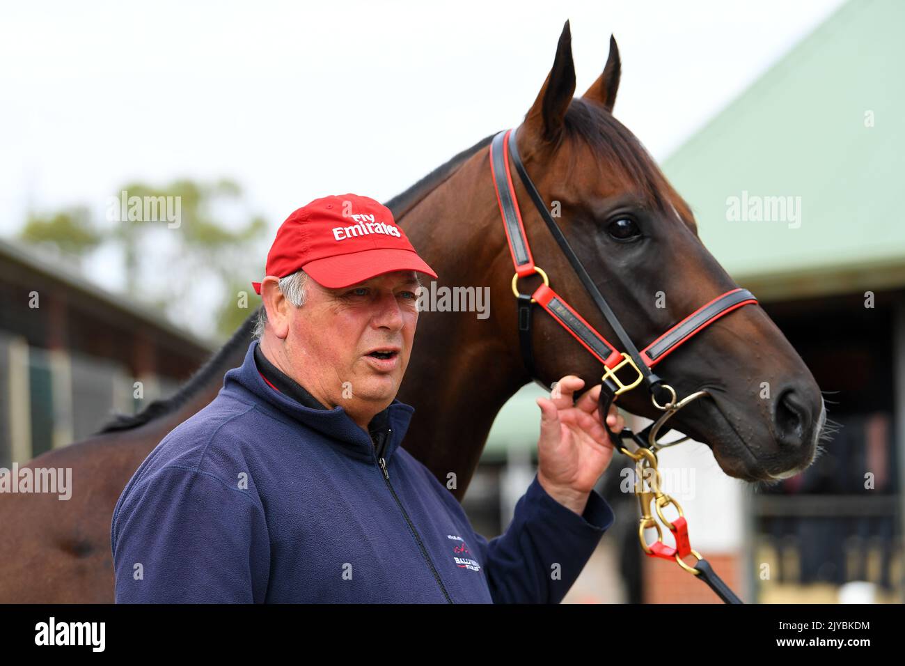 Trainer Michael Moroney parades Alabama Express during a media ...