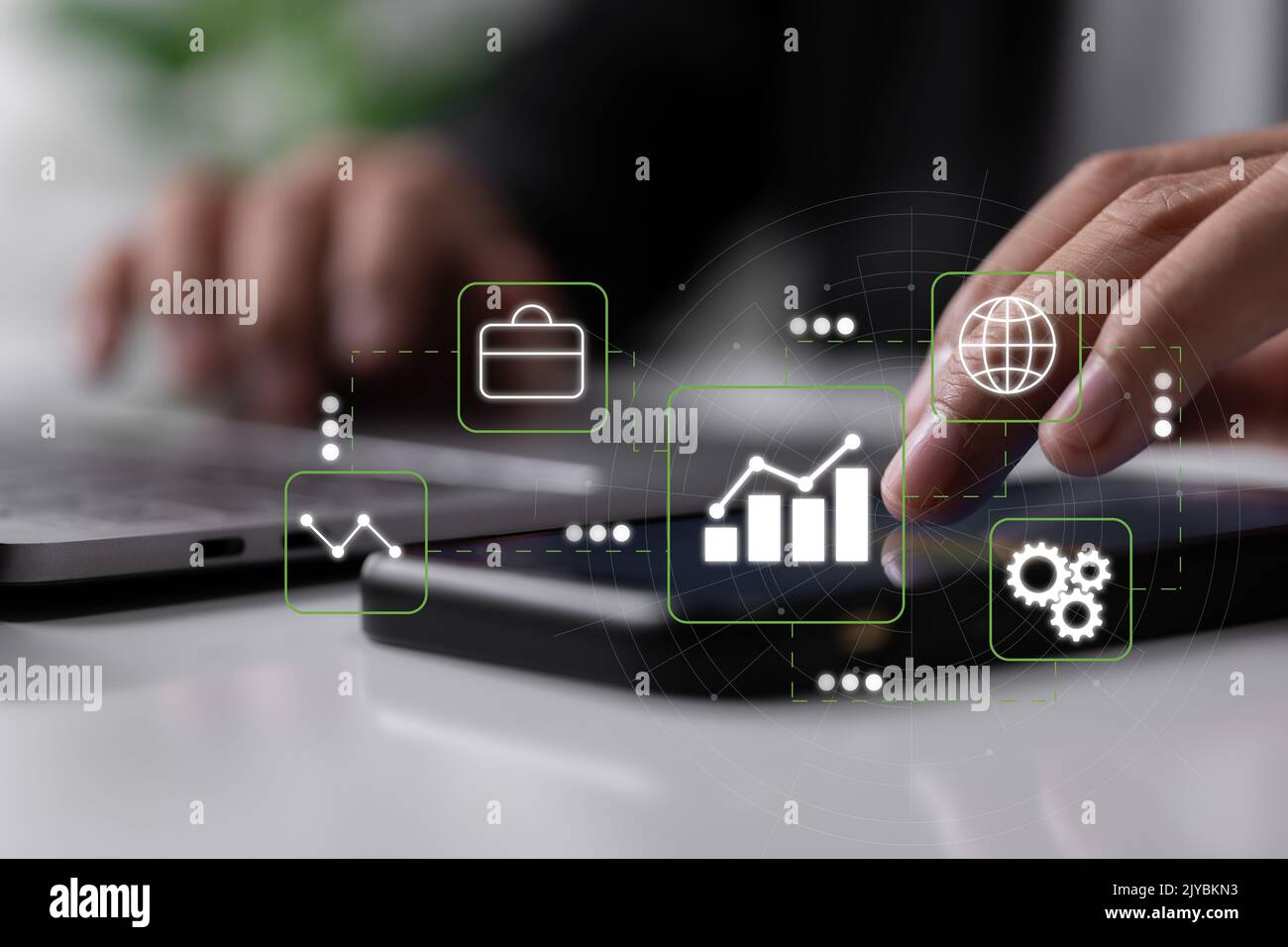 Business apps, business equipment, and smartphone icons Stock Photo - Alamy