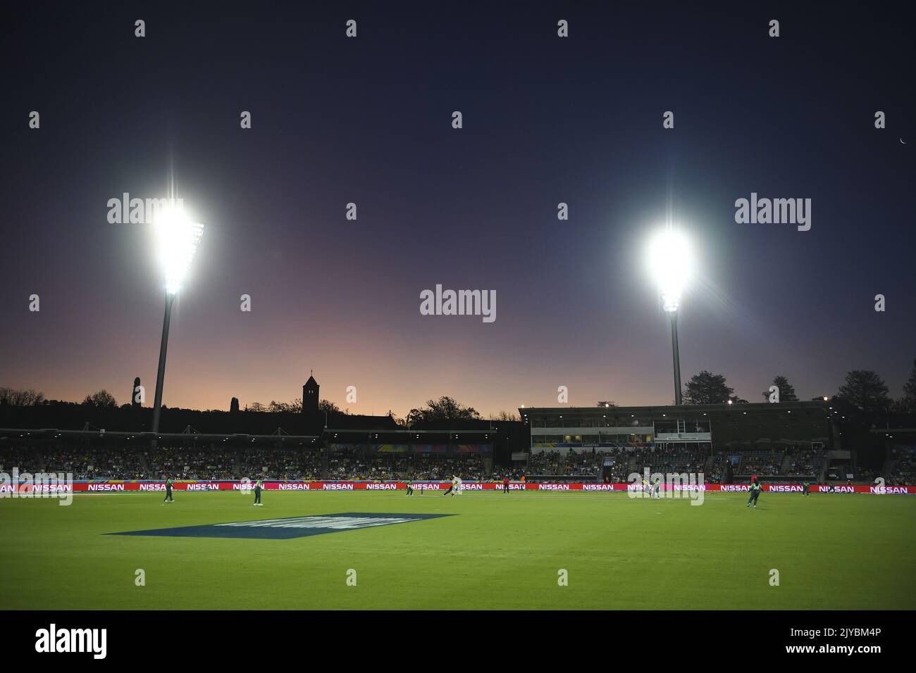 Overview of Manuka Oval at sunset during the Women's T20 World Cup ...