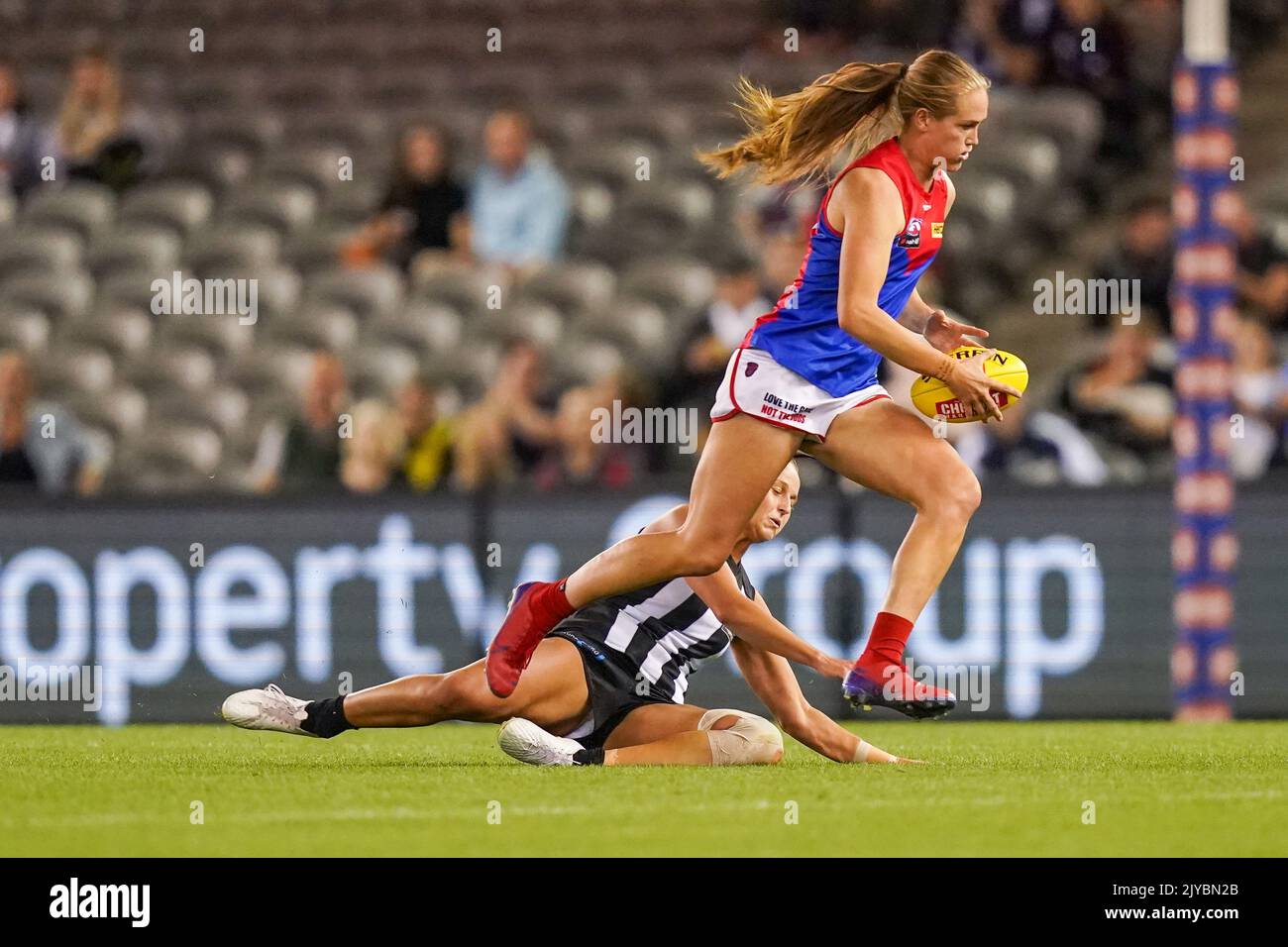 Eden Zanker of the Demons marks the ball during the Round 4 AFLW match ...