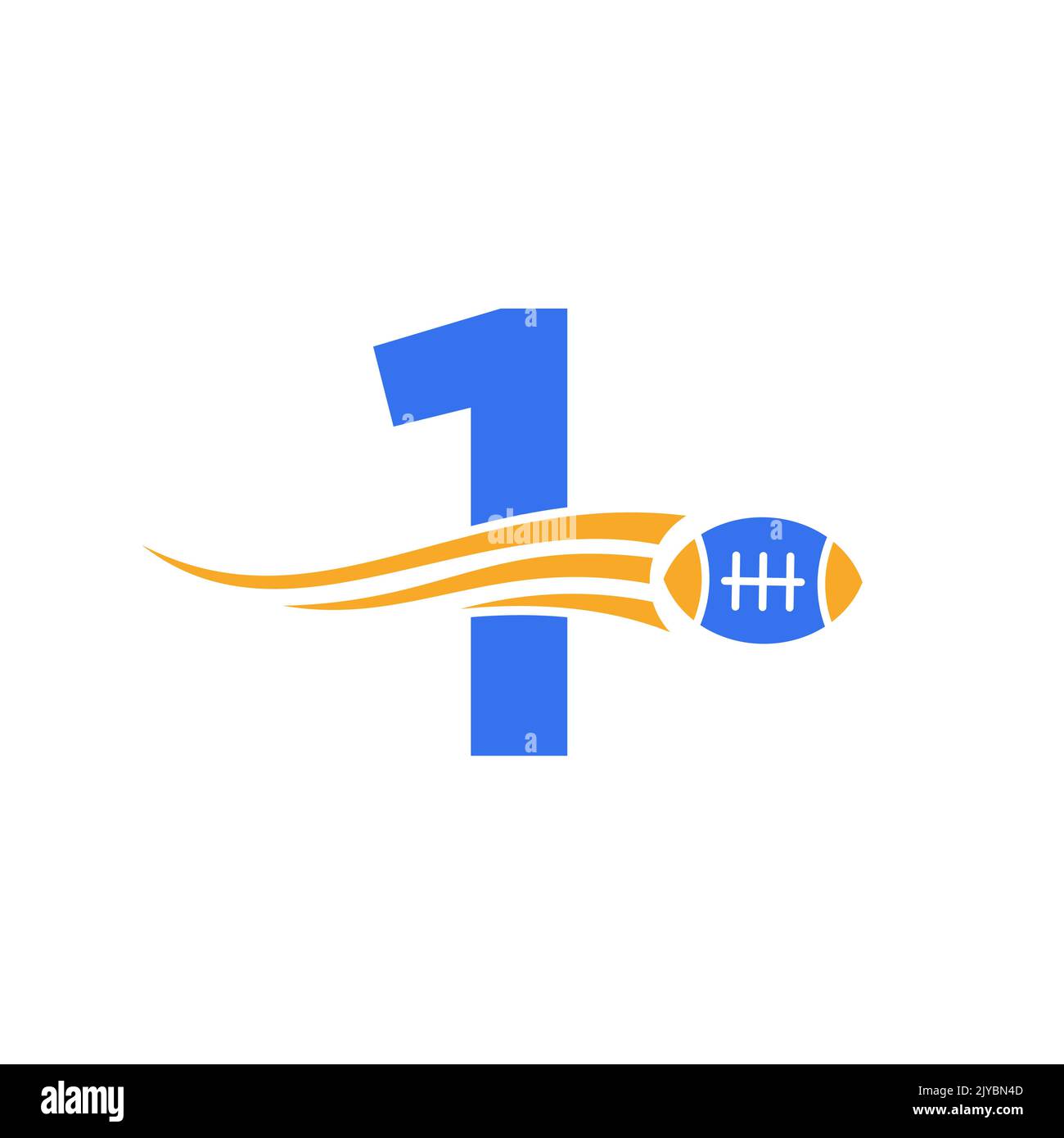 Letter 1 Rugby, American Football Logo Combine With Rugby Ball Icon For ...