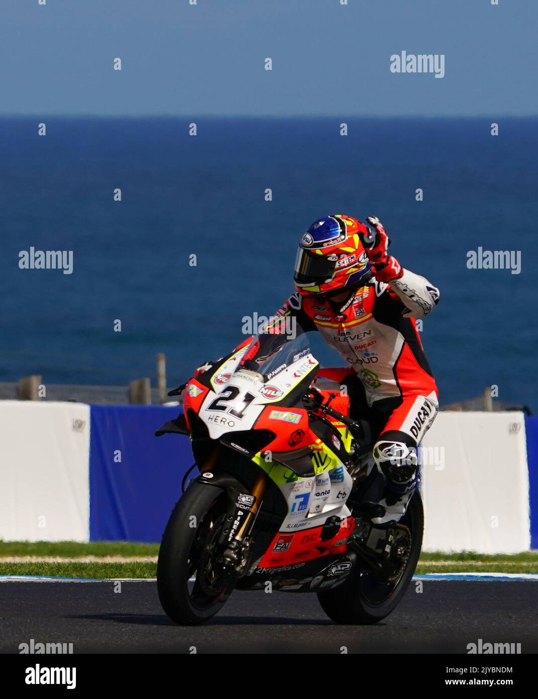 Michael Ruben Rinaldi of Italy rides the #21 Tean GOELEVEN Ducati ...