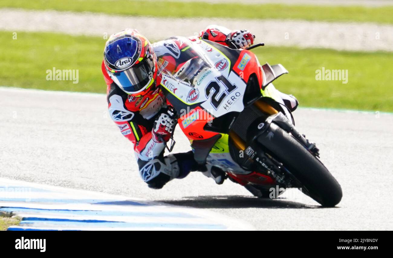 Michael Ruben Rinaldi of Italy rides the #21 Tean GOELEVEN Ducati ...