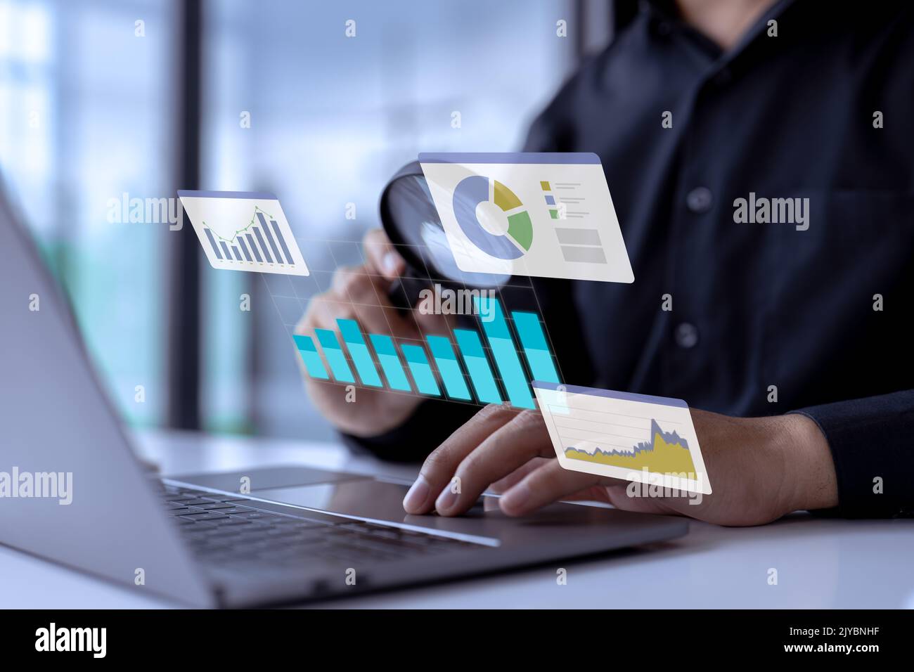 Statistical and data analysis for business finance and investment concepts with business people ...