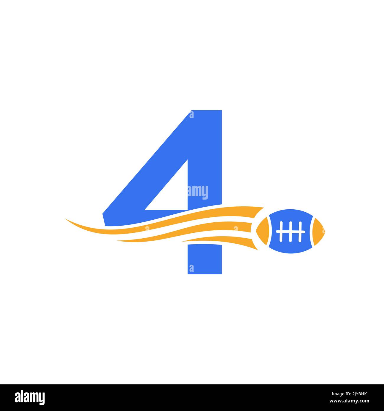 Letter 4 Rugby, American Football Logo Combine With Rugby Ball Icon For ...