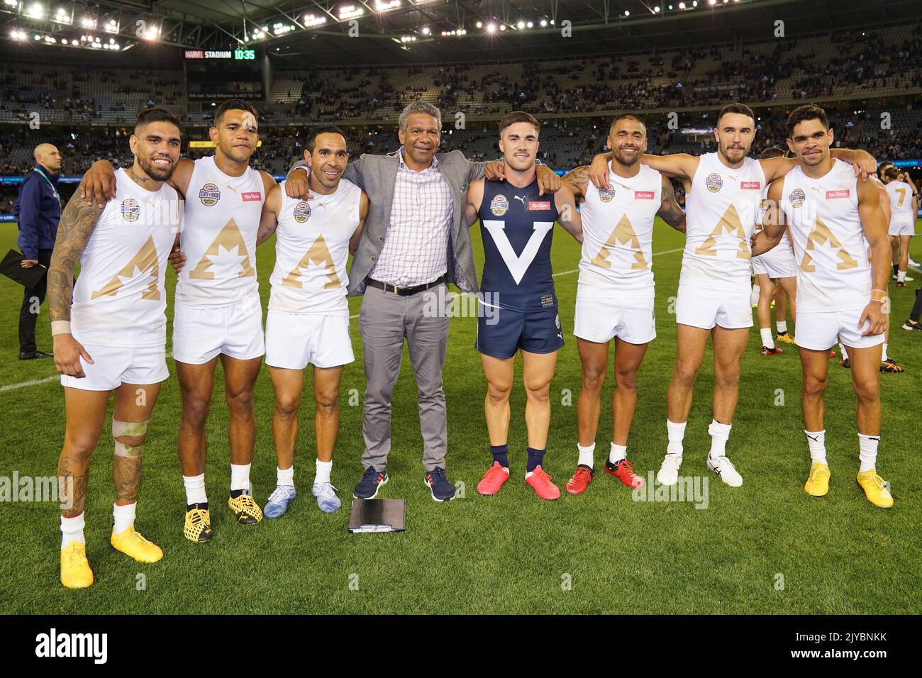 Indigenous players pose together with Gilbert McAdam during the Charity ...