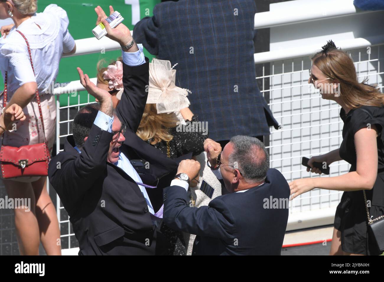 Happy connections celebrate after Mamaragan wins race 3, the Schweppes ...