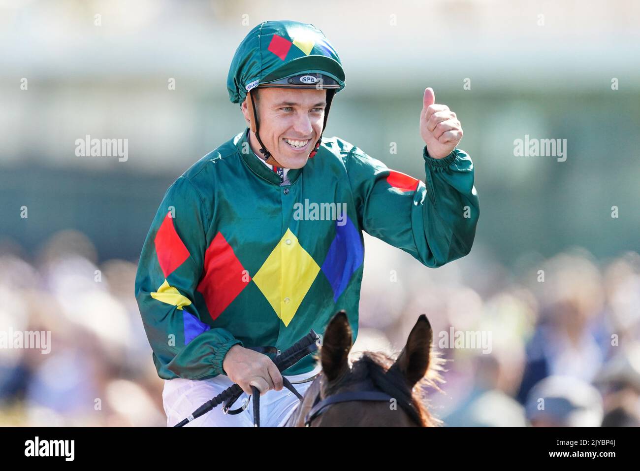 Jockey David Vandyke returns to scale after riding Alligator Blood to ...