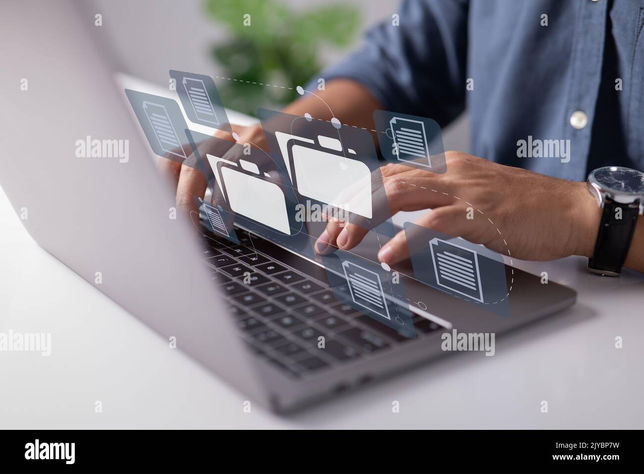 Paperless in the office. Worked on the laptop computer keyboard with ...