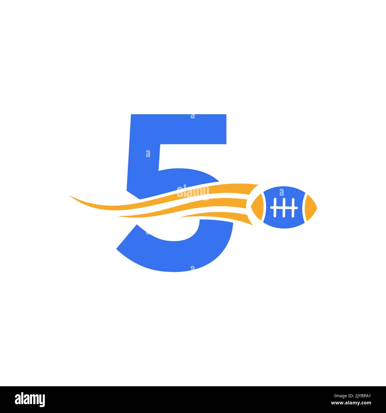 Letter 5 Rugby, American Football Logo Combine With Rugby Ball Icon For ...