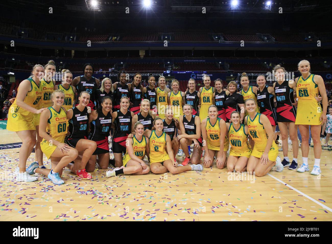 The Diamonds and the All Stars pose for a photo after the Bushfire ...