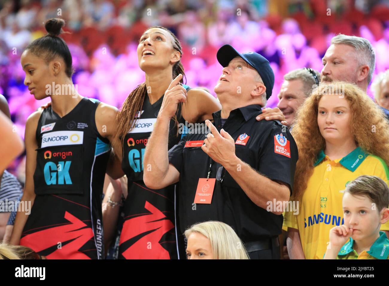 A Fire and Rescue Officer looks on during the Bushfire Relief Charity ...
