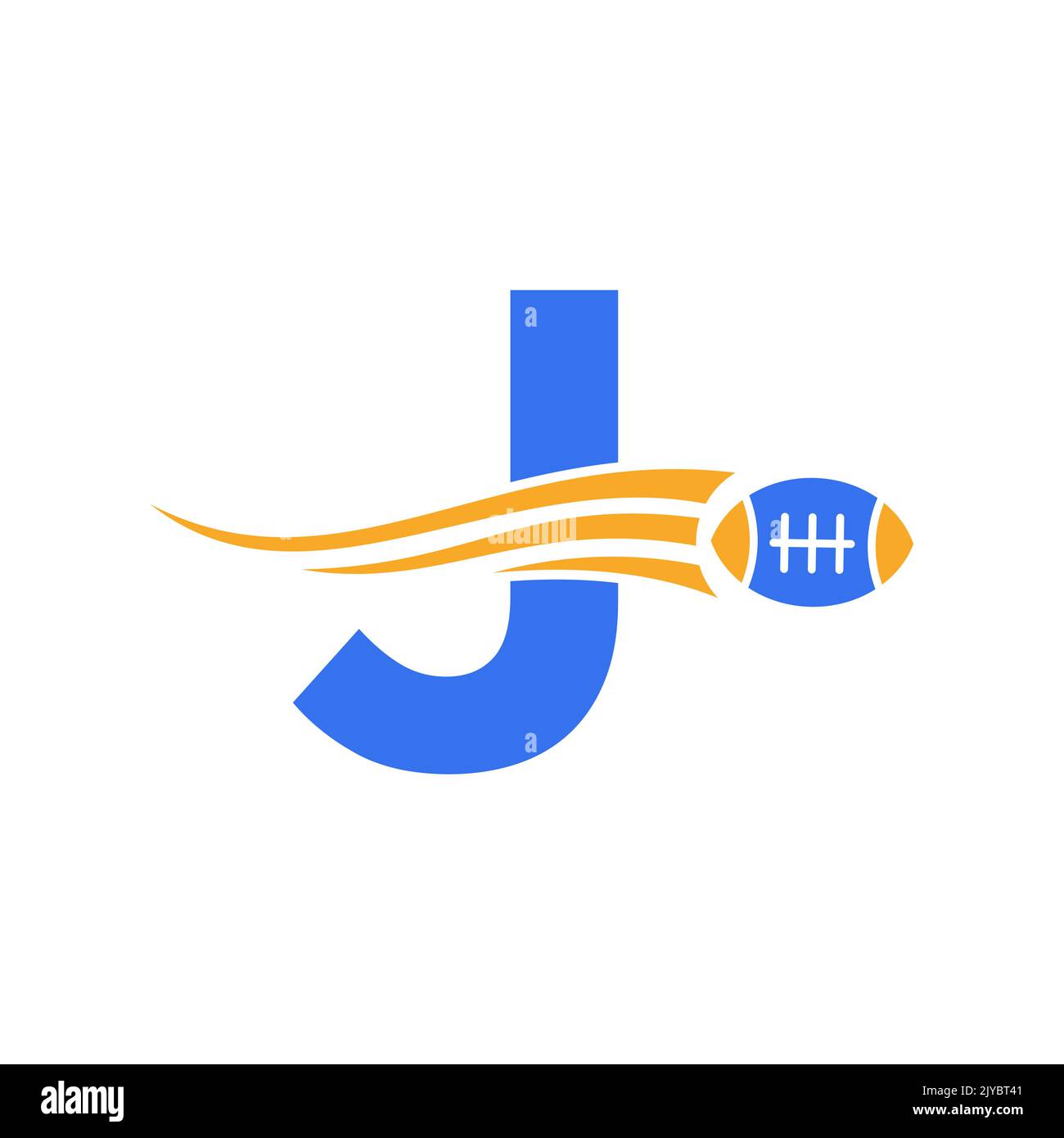 Letter J Rugby, American Football Logo Combine With Rugby Ball Icon For ...