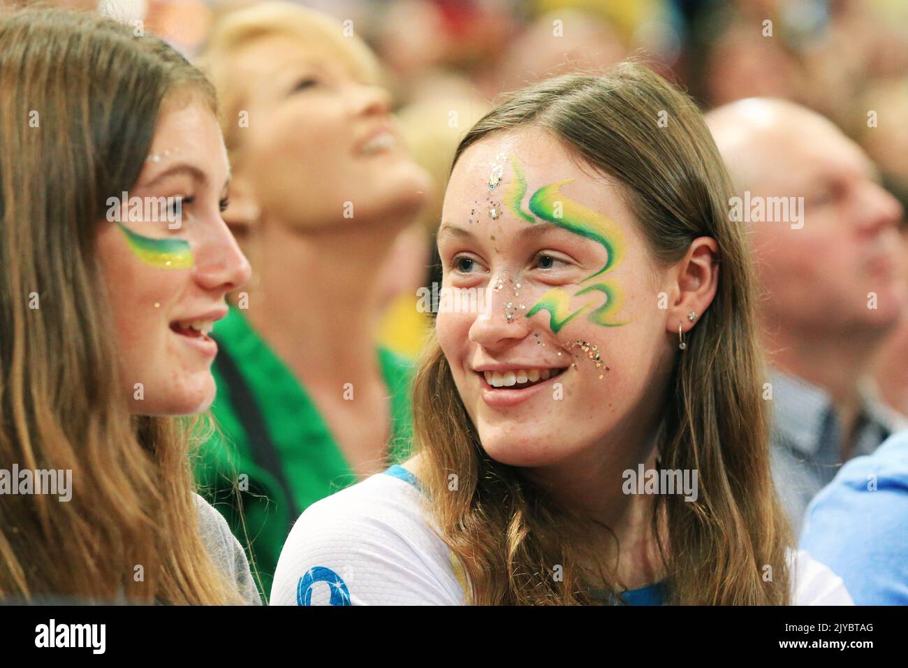 Netball fans look on during the Bushfire Relief Charity netball match ...