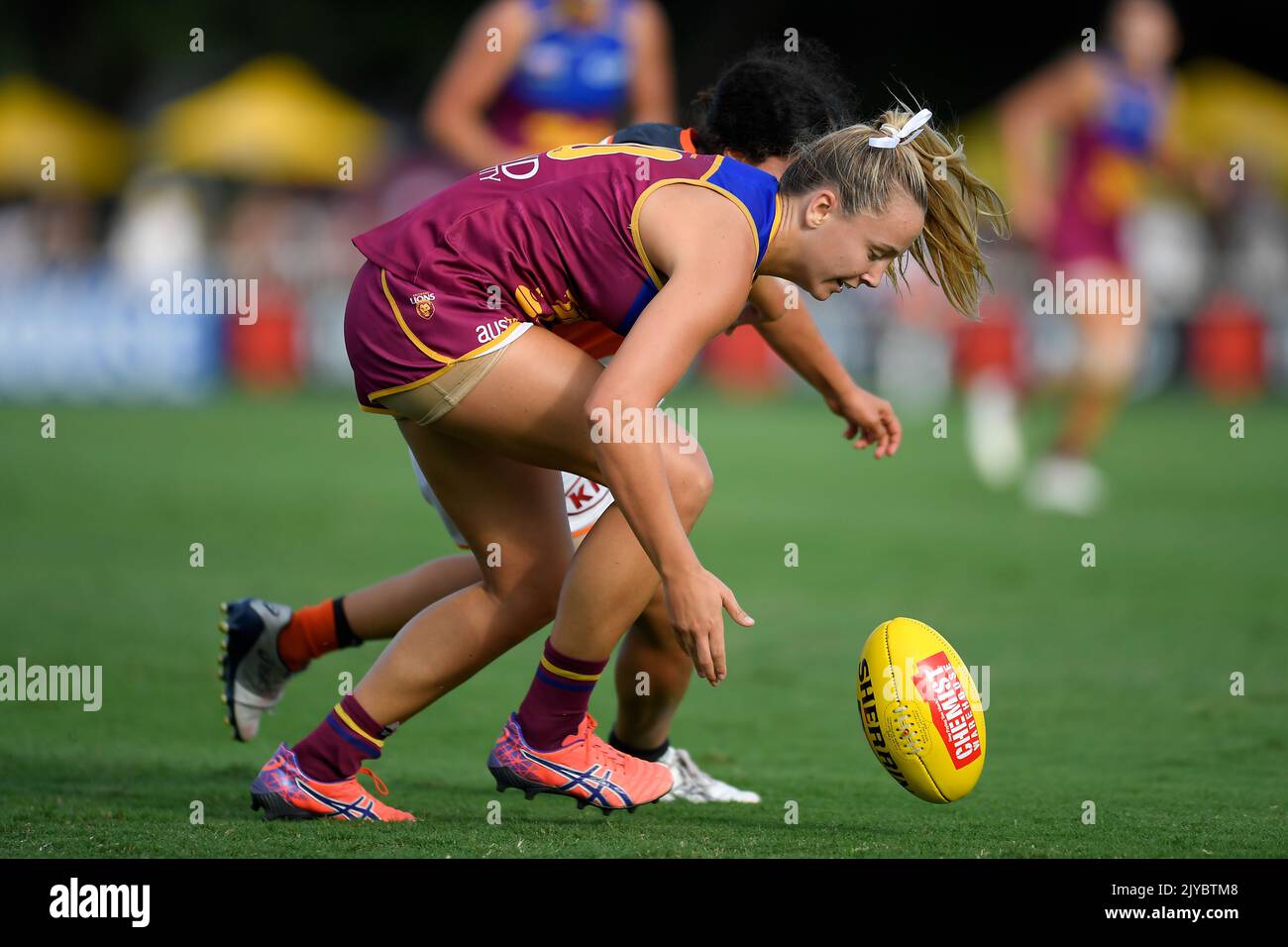 Natalie Grider of the Lions in action during the round 4 AFLW match ...