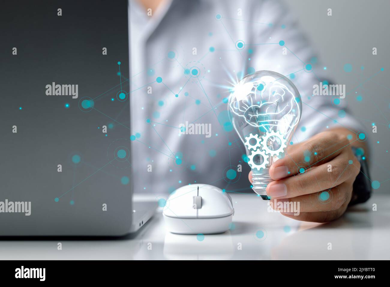 Concept of fresh ideas with invention and creativity in the hands of ...