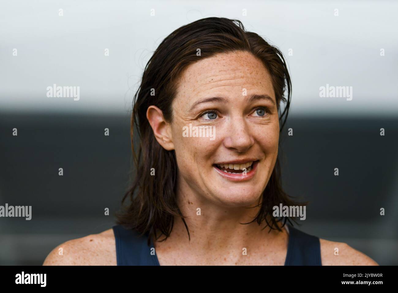 Former world swimming champion Cate Campbell speaks to the media during ...