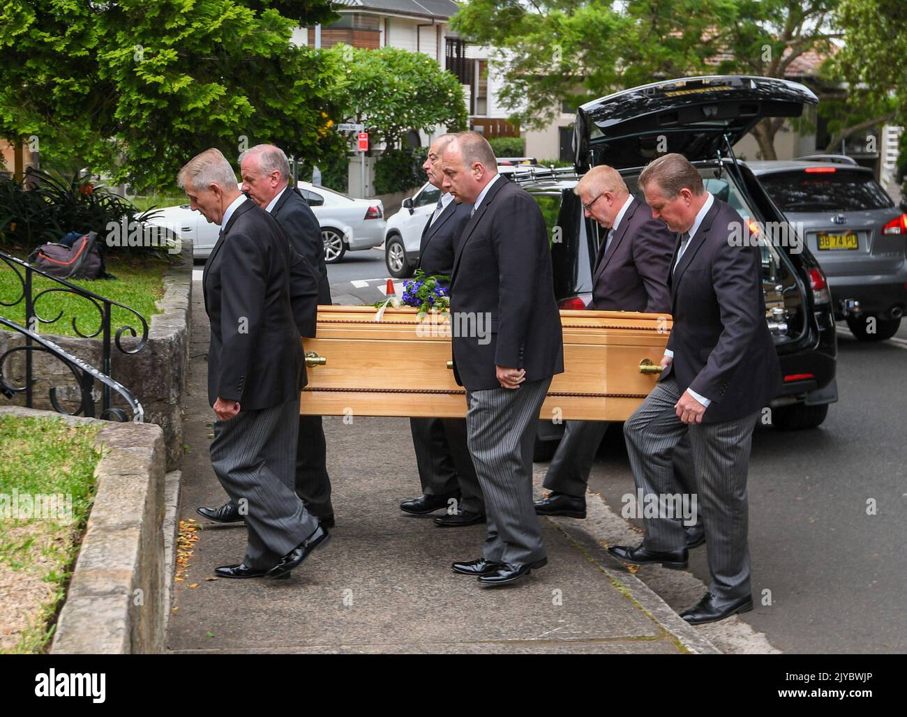 Pallbearers are seen during the funeral service for Caroline Laws at St ...